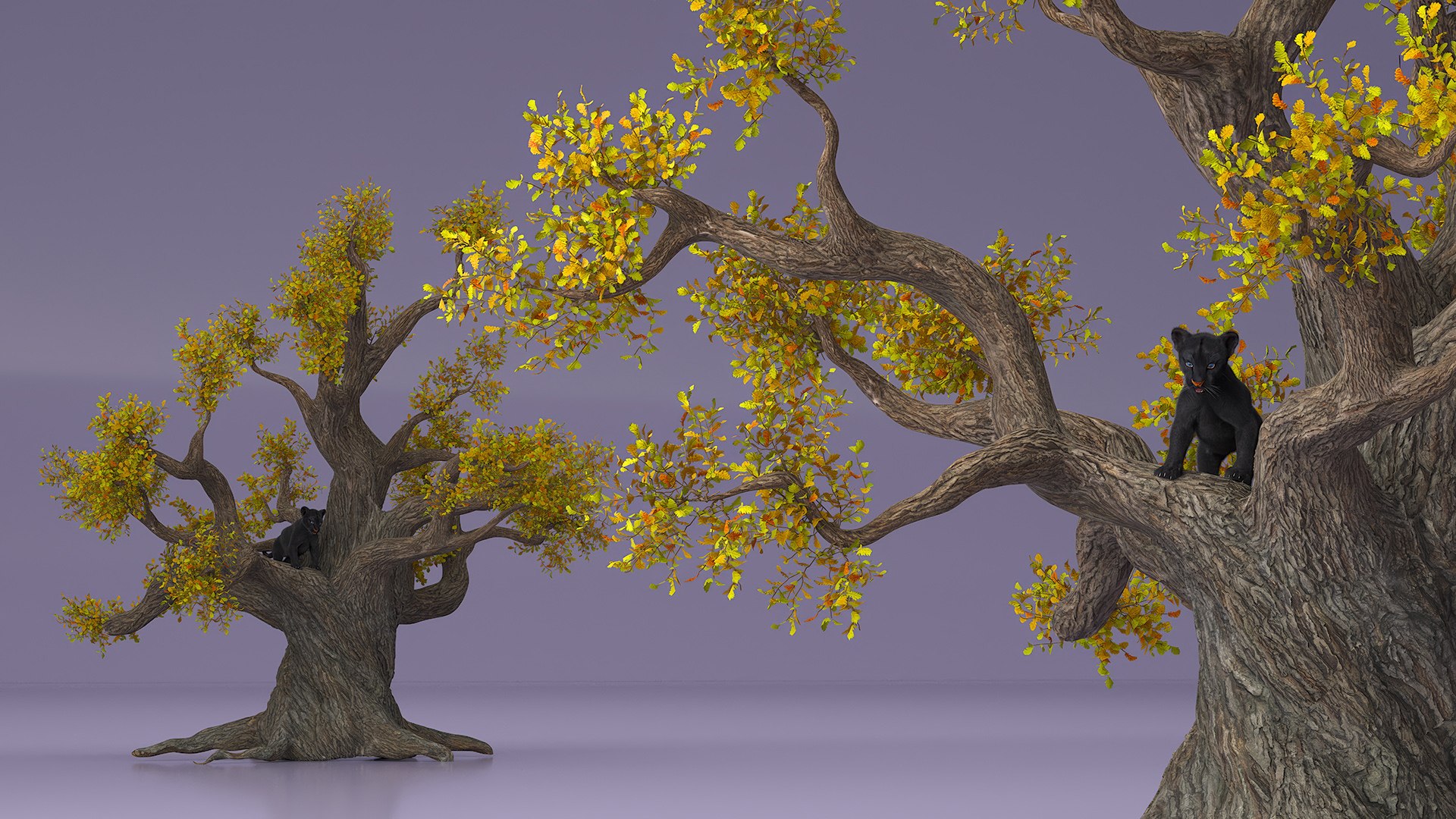 Black Panther Cub On Ancient Twisted Tree Fur 3D Model - TurboSquid 2349396