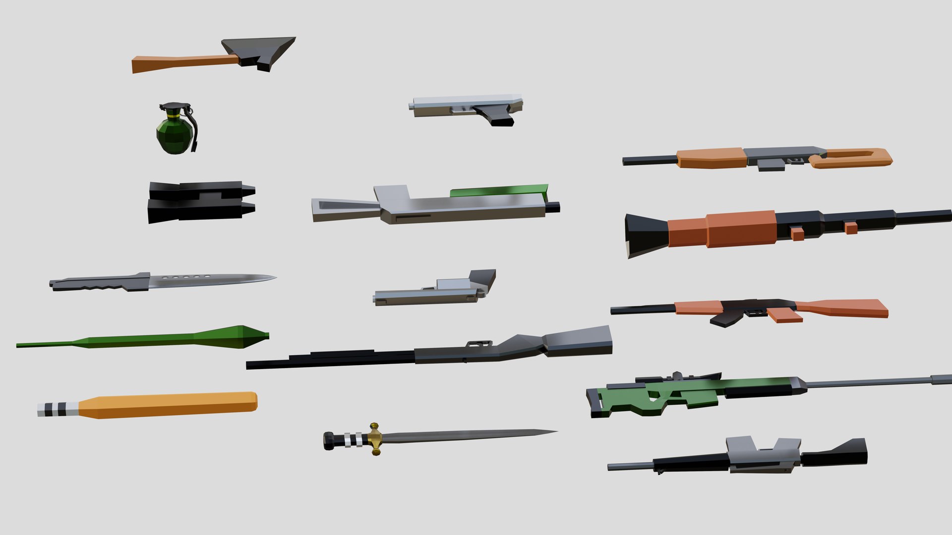 3D Model Low Poly Weapons Full Pack - TurboSquid 2156809