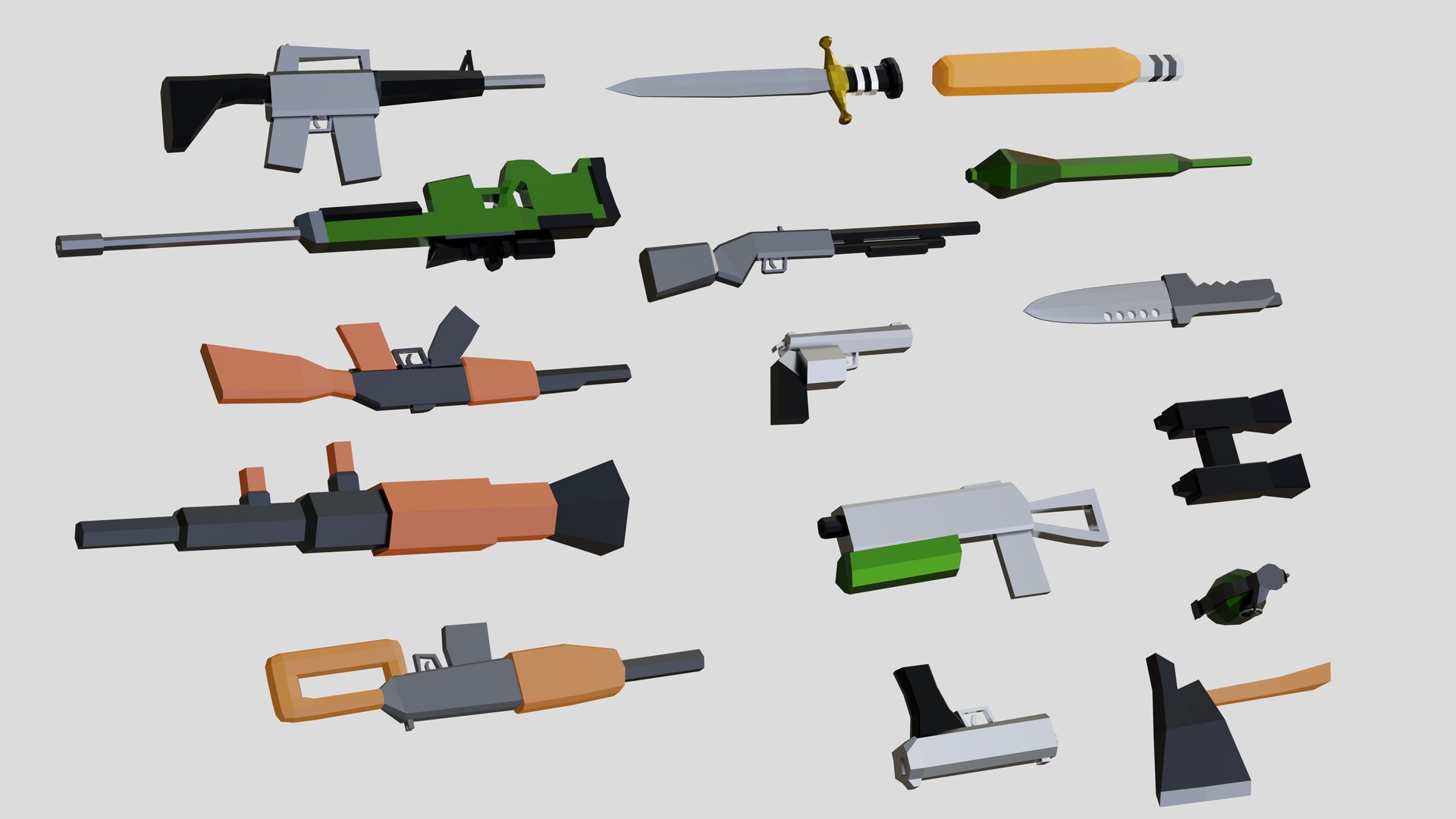 3D Model Low Poly Weapons Full Pack - TurboSquid 2156809
