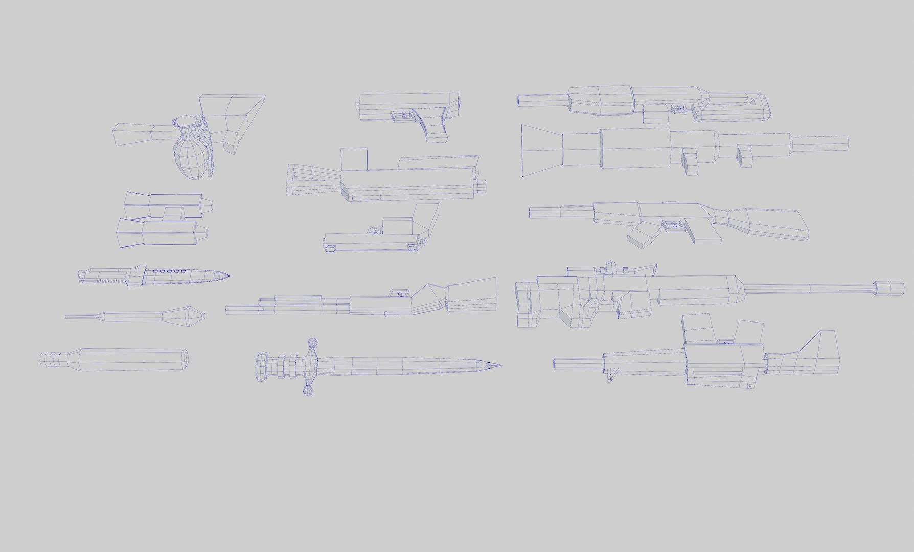 3D Model Low Poly Weapons Full Pack - TurboSquid 2156809