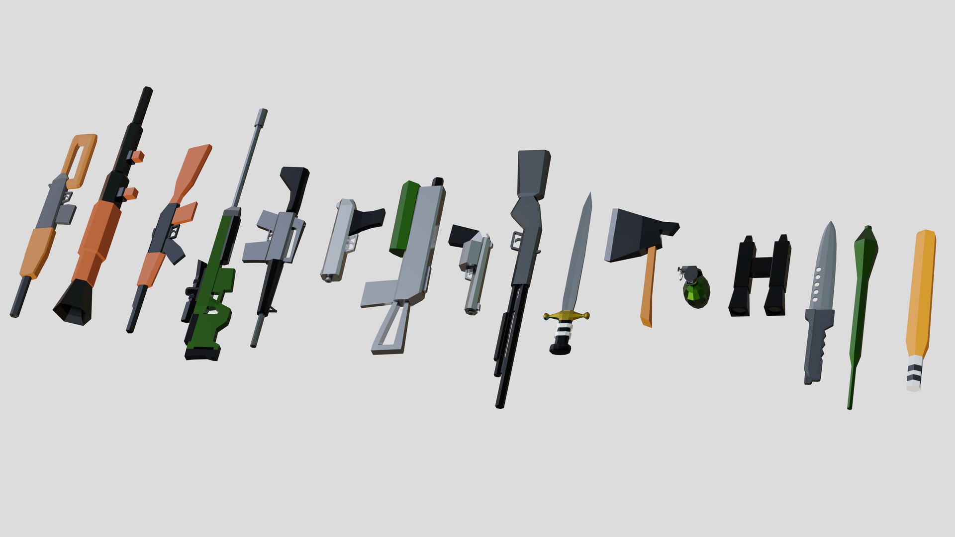 3D Model Low Poly Weapons Full Pack - TurboSquid 2156809