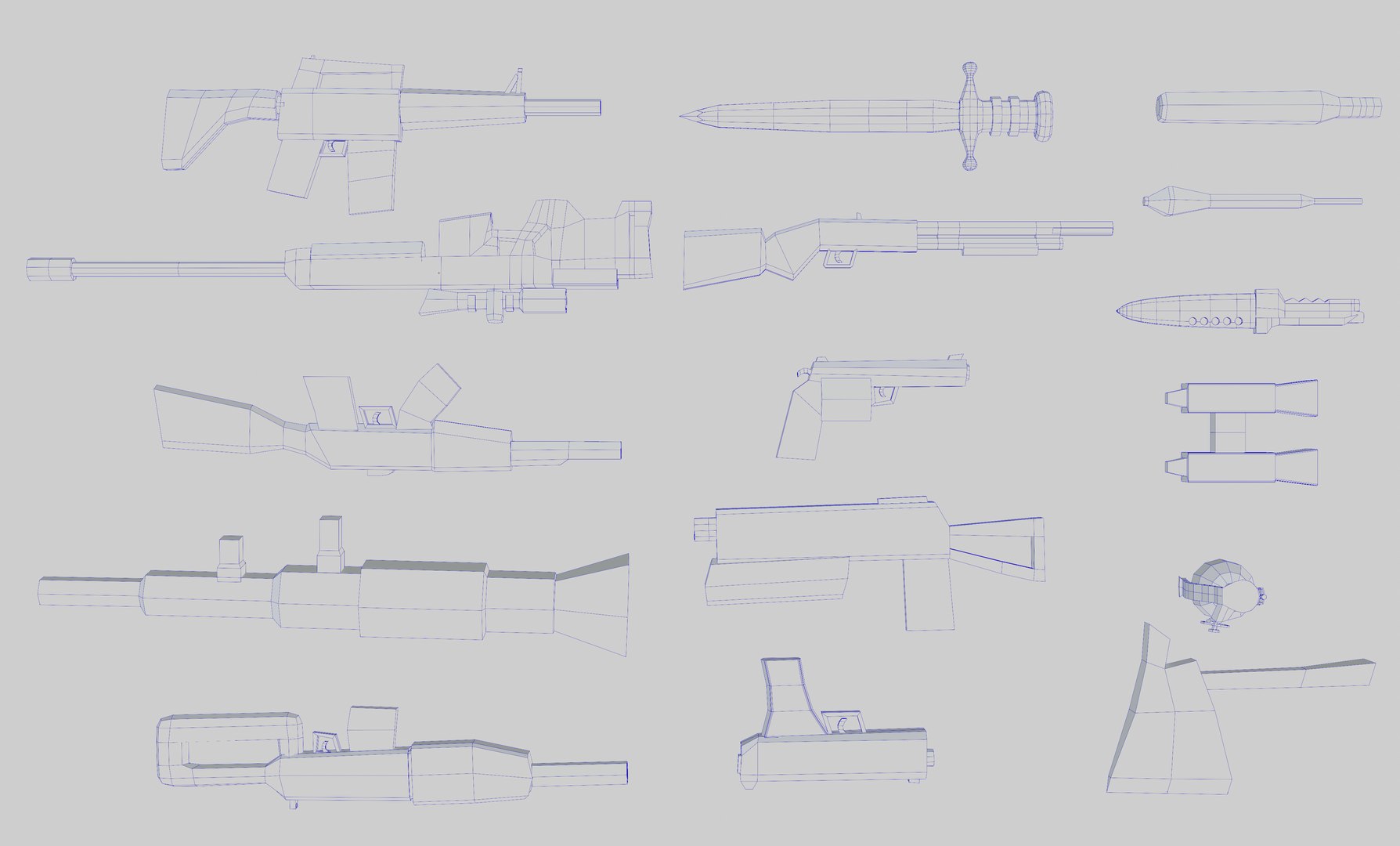 3D Model Low Poly Weapons Full Pack - TurboSquid 2156809