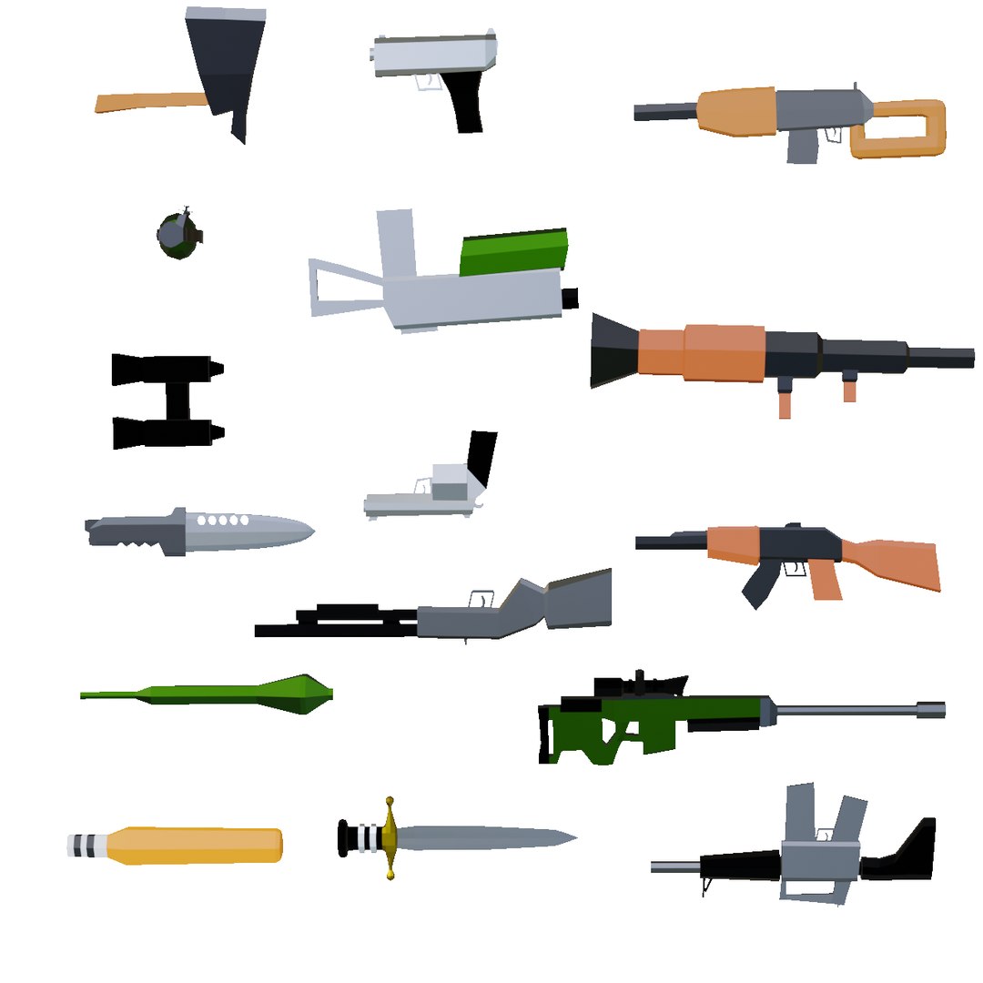 3D Model Low Poly Weapons Full Pack - TurboSquid 2156809