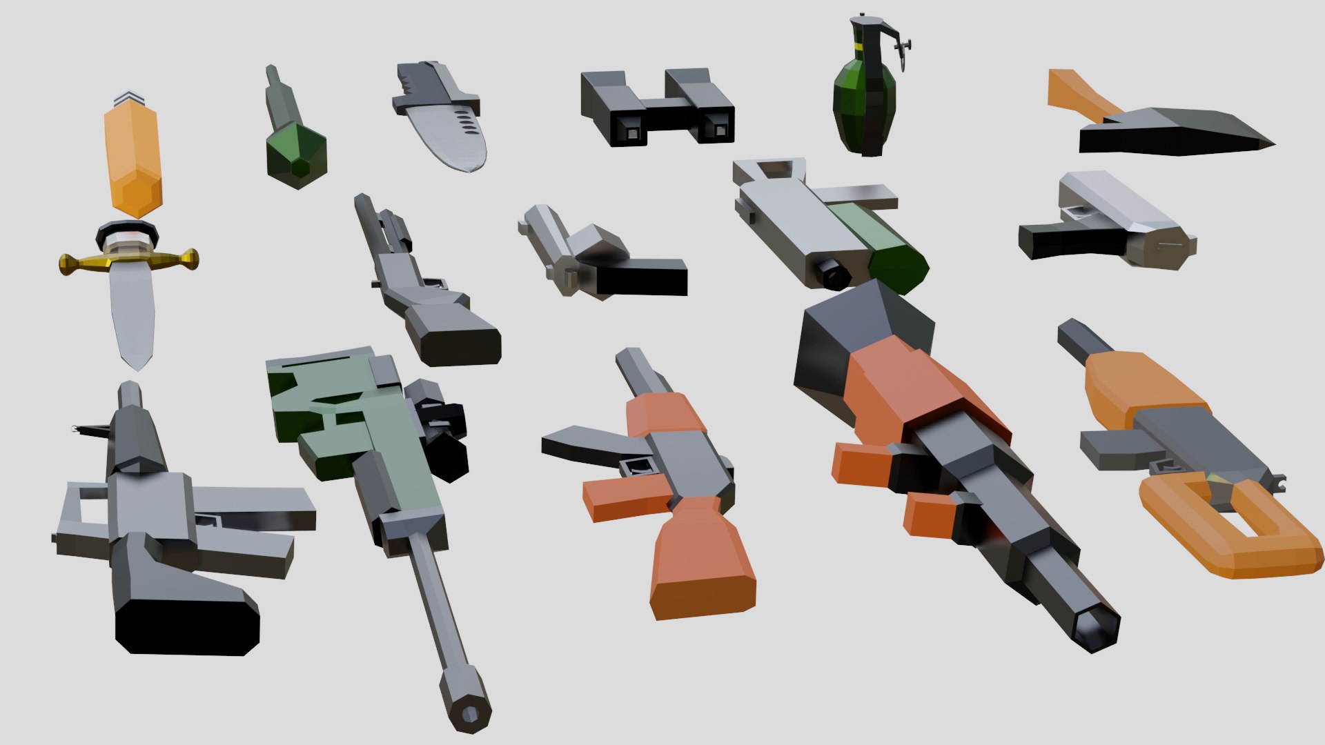 3D Model Low Poly Weapons Full Pack - TurboSquid 2156809