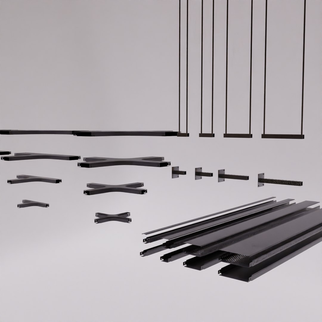 Cable trays 50x50 100x50 200x50 300x50 3D model - TurboSquid 1996343