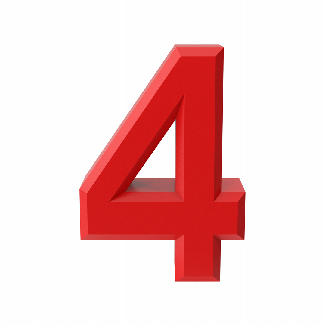 Red Number 4 3D - TurboSquid 2241954