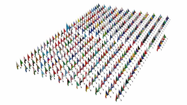 modelo 3d Colección de banderas de pared del mundo Todos los países y ...