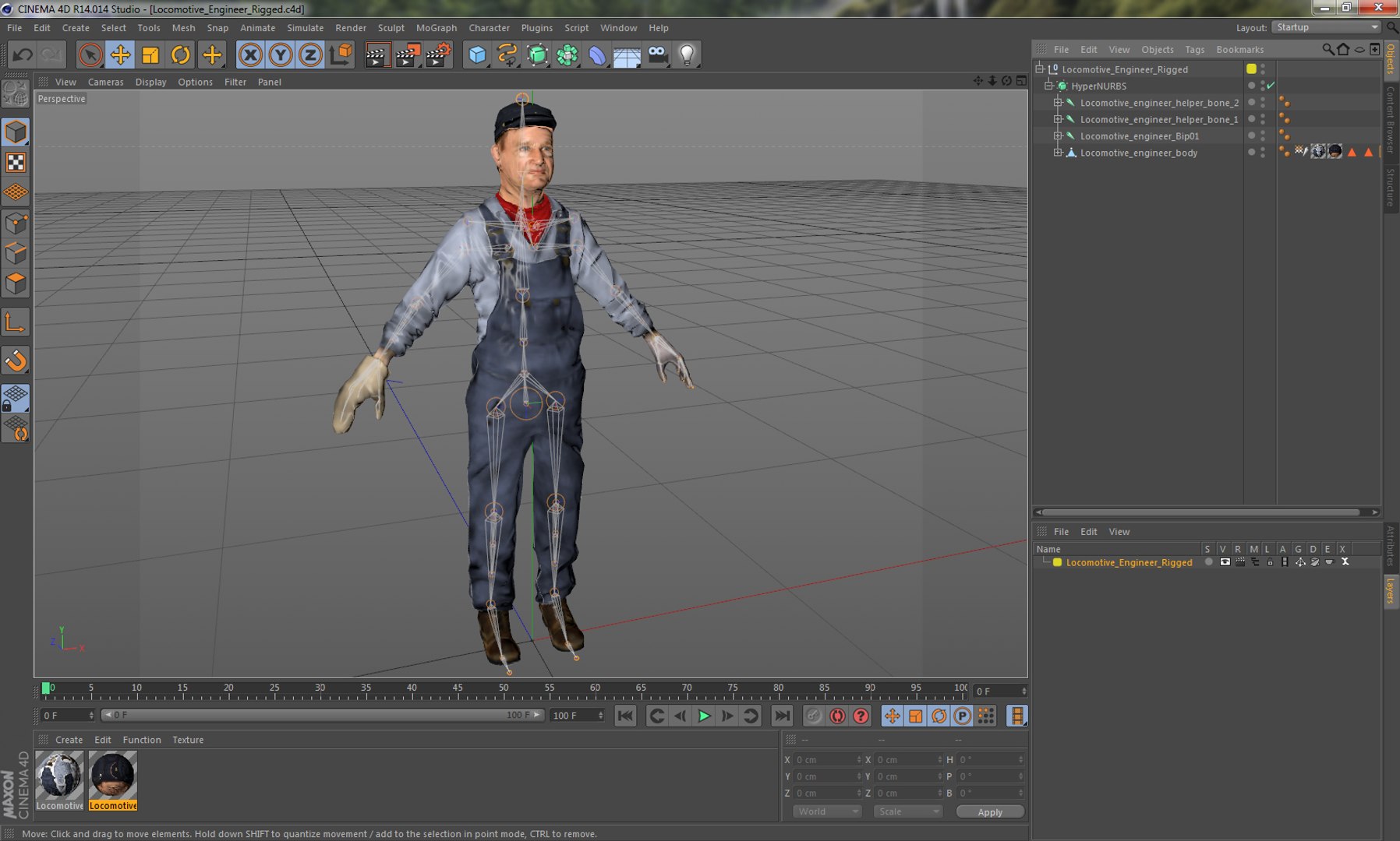 3d Model Locomotive Engineer Rigged