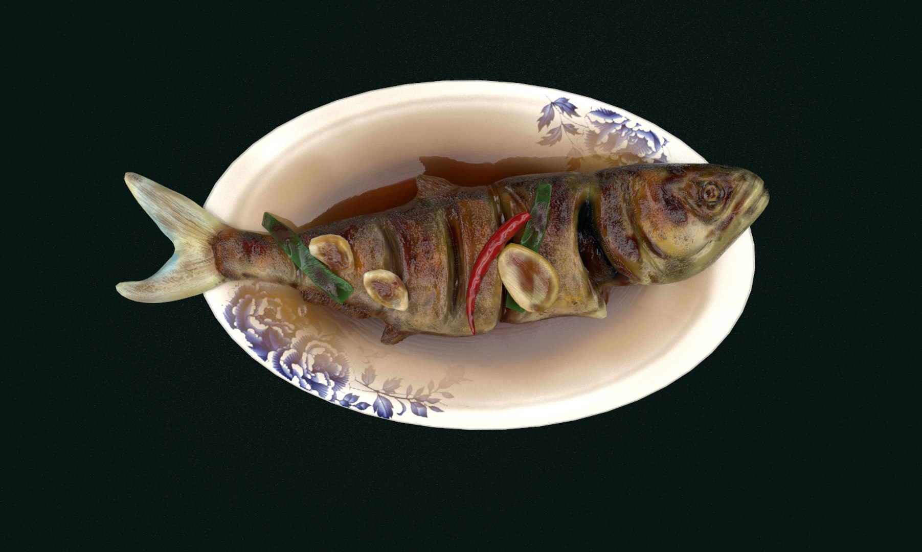 3D Model Asia Food Braised Fish - TurboSquid 1593442