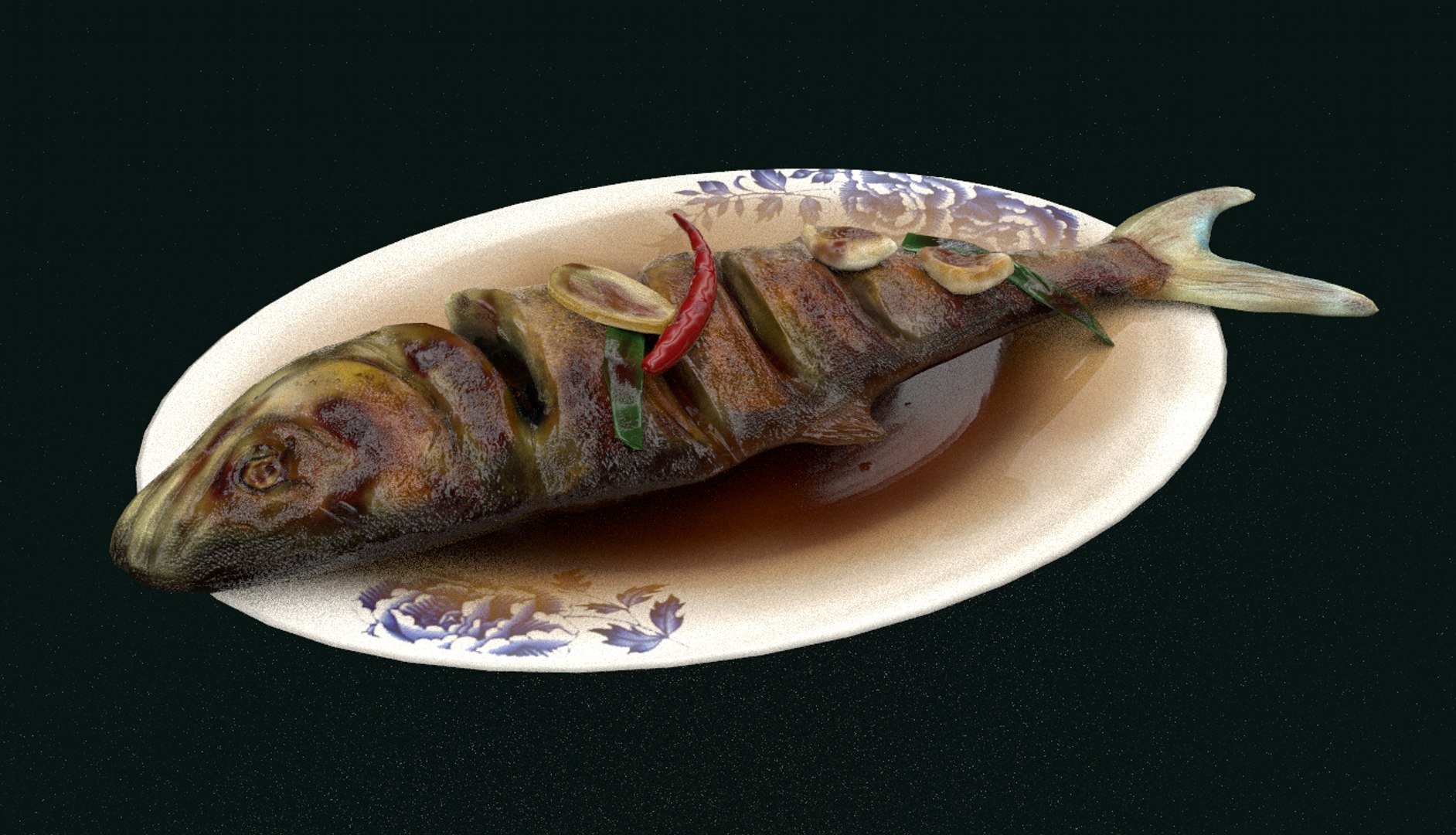 3D Model Asia Food Braised Fish - TurboSquid 1593442