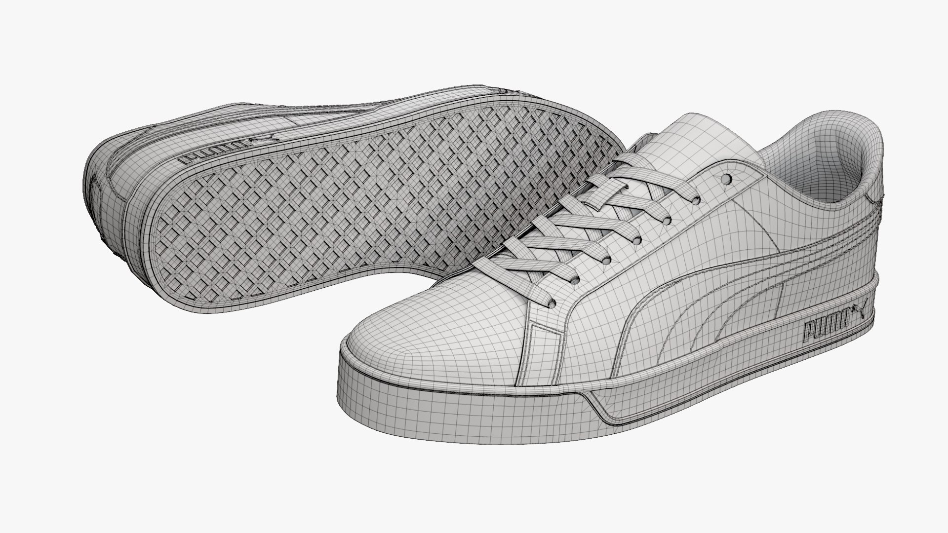 Puma Smash 3 Vulc Black Leather Sneakers 3D Model - TurboSquid 2247659