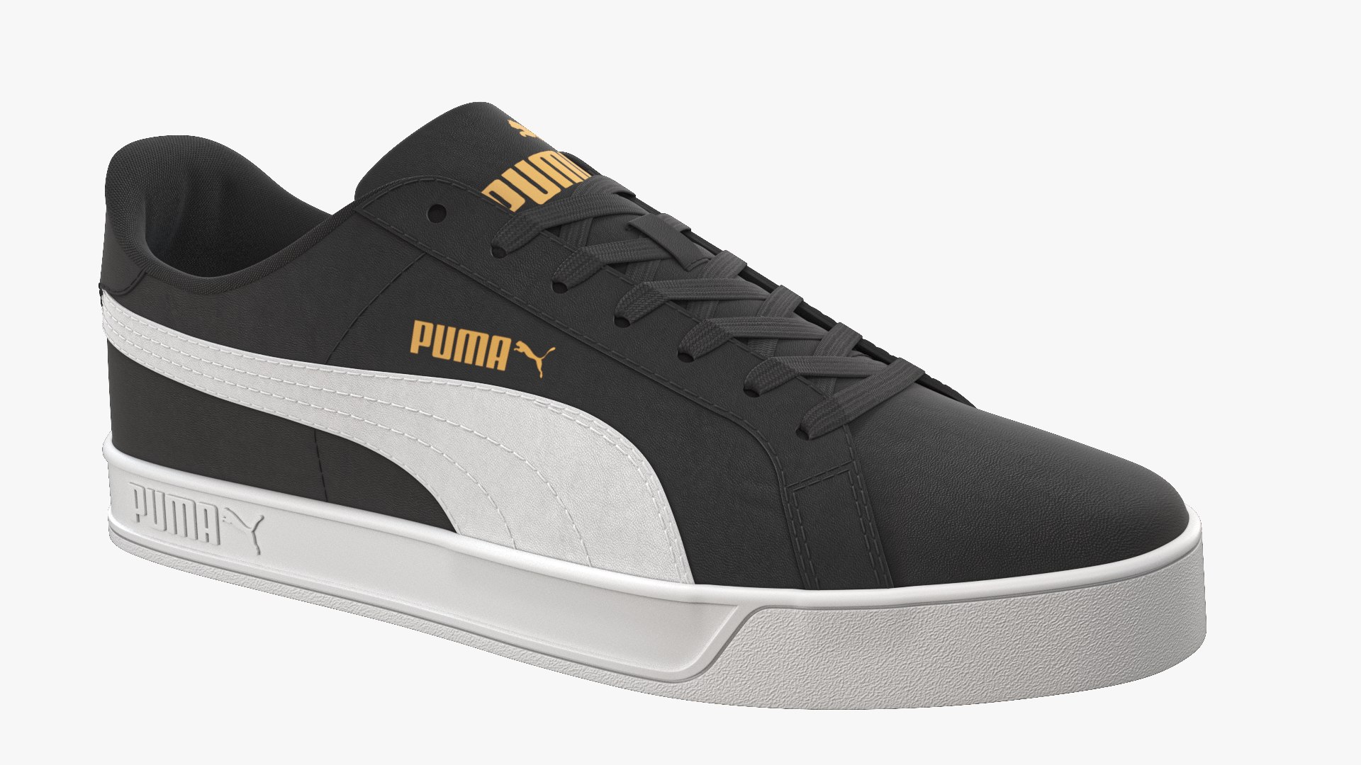 Puma Smash 3 Vulc Black Leather Sneakers 3D Model - TurboSquid 2247659