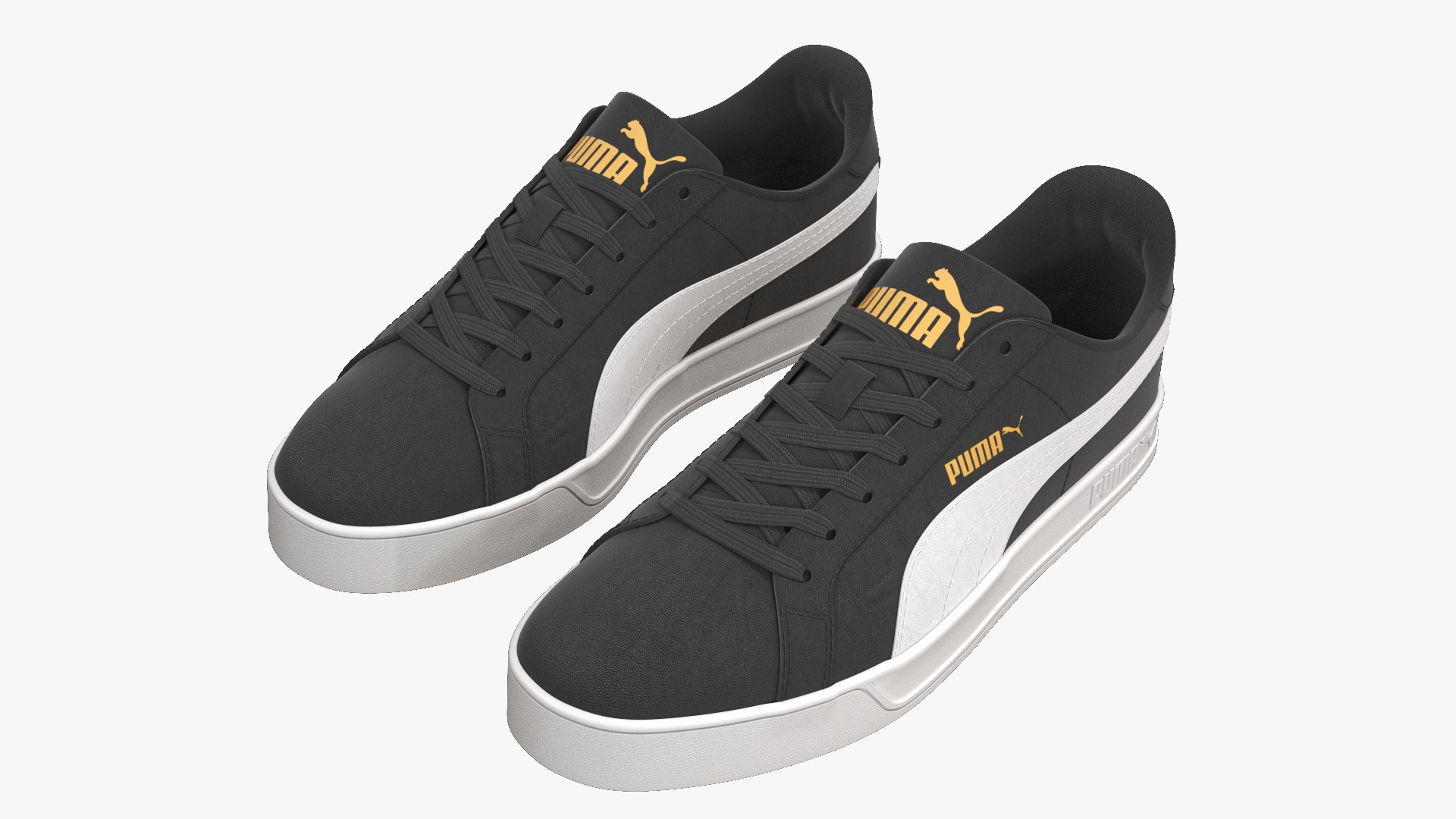 Puma Smash 3 Vulc Black Leather Sneakers 3D Model - TurboSquid 2247659