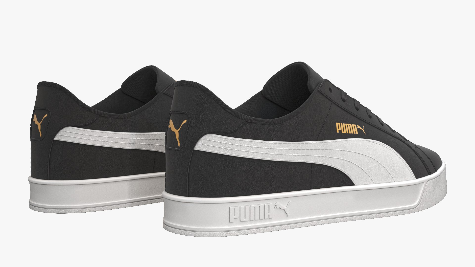 Puma Smash 3 Vulc Black Leather Sneakers 3D Model - TurboSquid 2247659