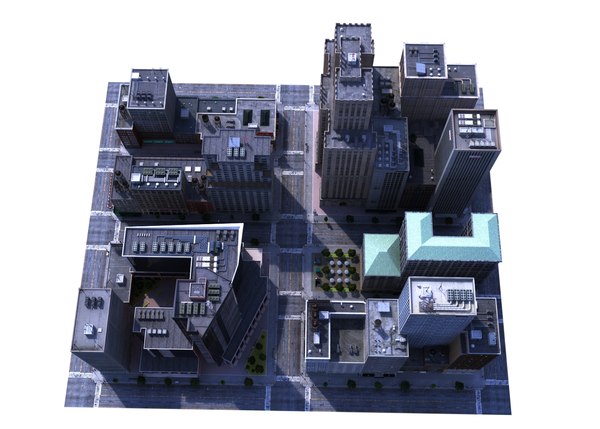 Metropolis city block low-poly 3D model - TurboSquid 1290228