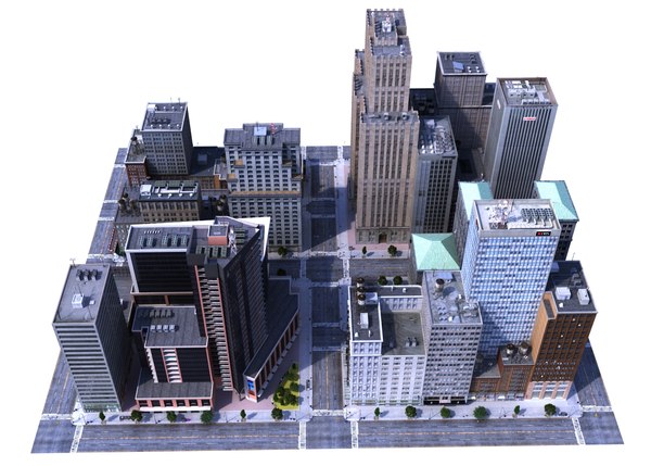 Metropolis city block low-poly 3D model - TurboSquid 1290228
