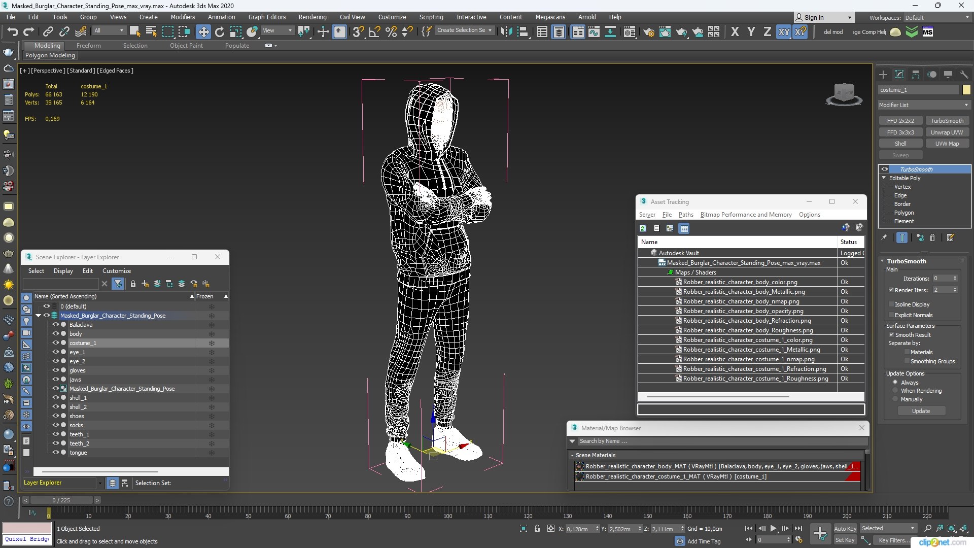 Masked Burglar Character Standing Pose 3D Model - TurboSquid 2328731