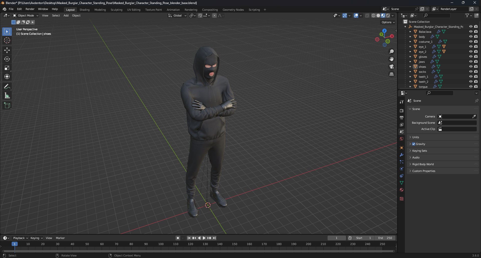 Masked Burglar Character Standing Pose 3D Model - TurboSquid 2328731