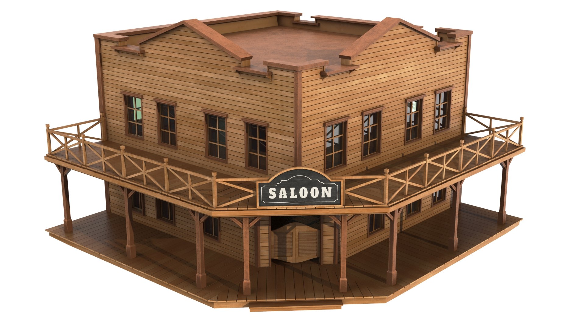 3D Detailed Saloon Western Building - TurboSquid 2163773