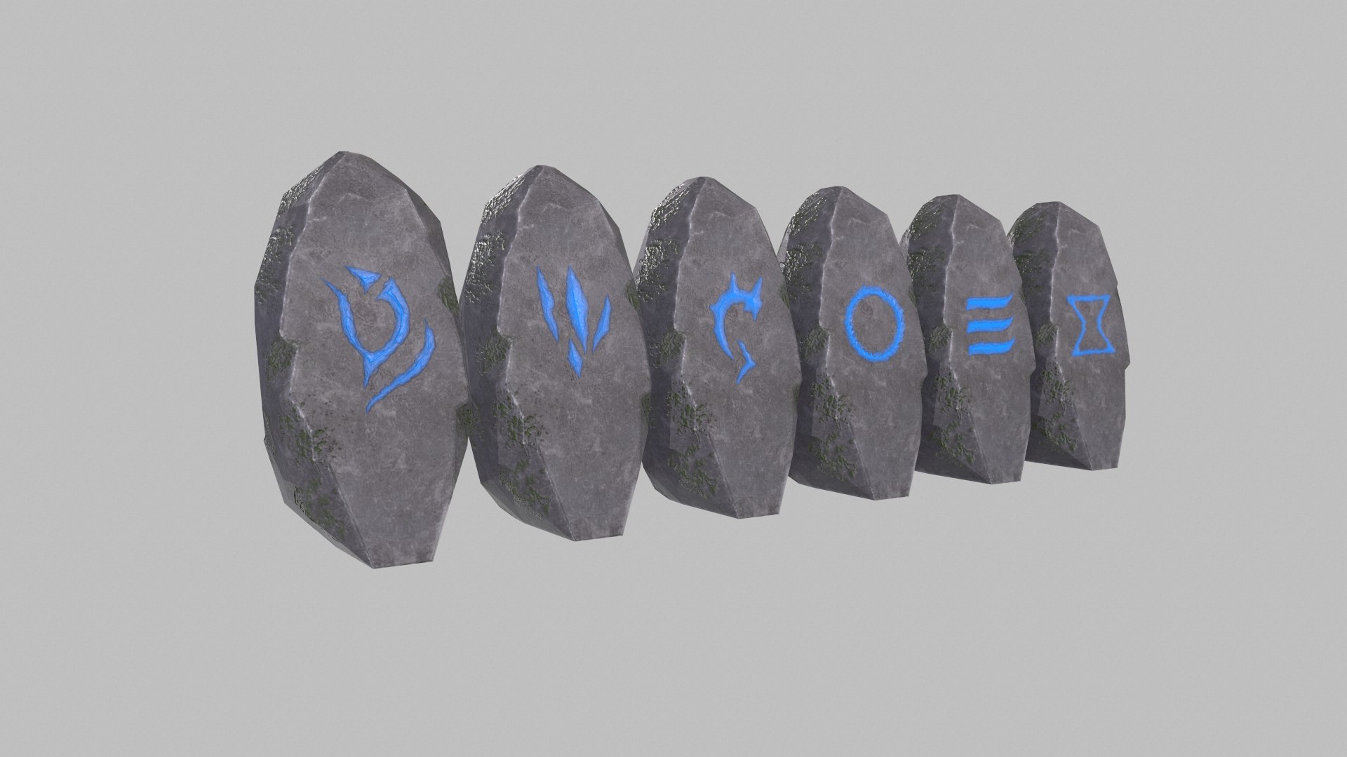 3D Rune Stones 6 pack - very low poly - TurboSquid 2135950