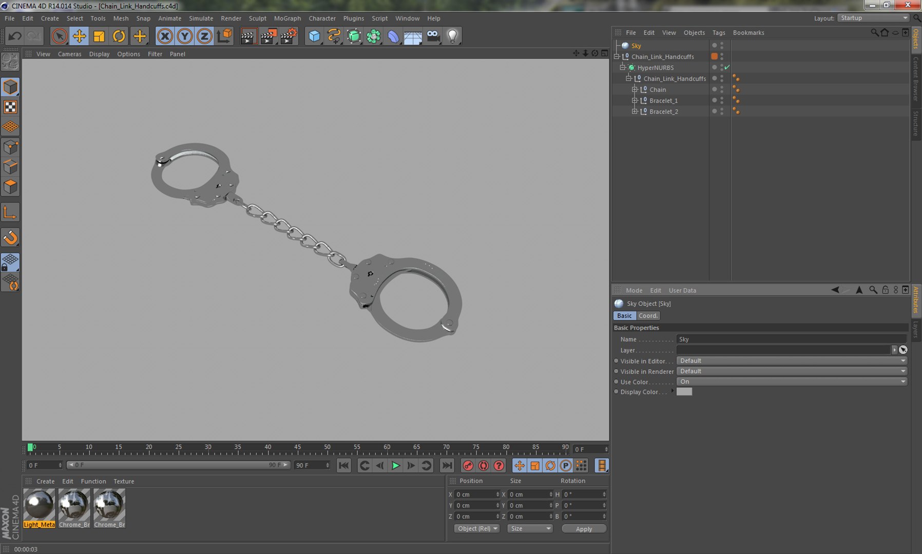 3d model chain link handcuffs