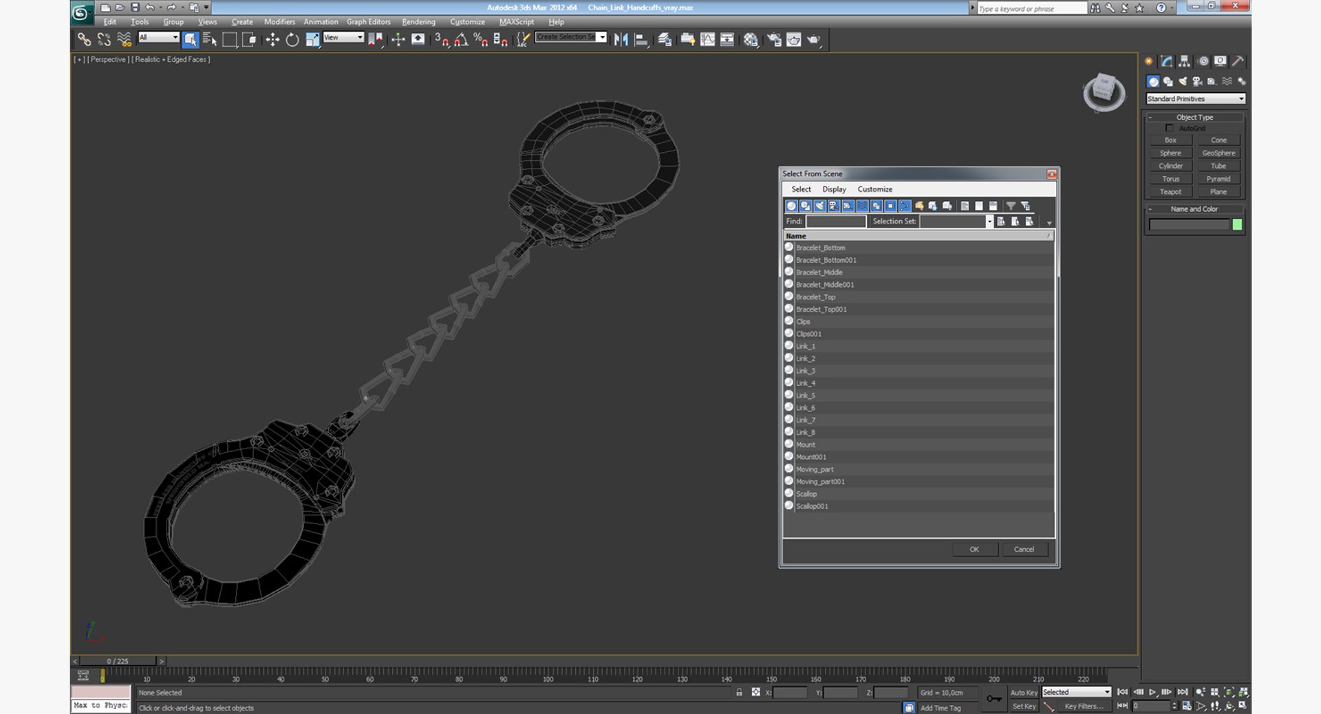 3d model chain link handcuffs