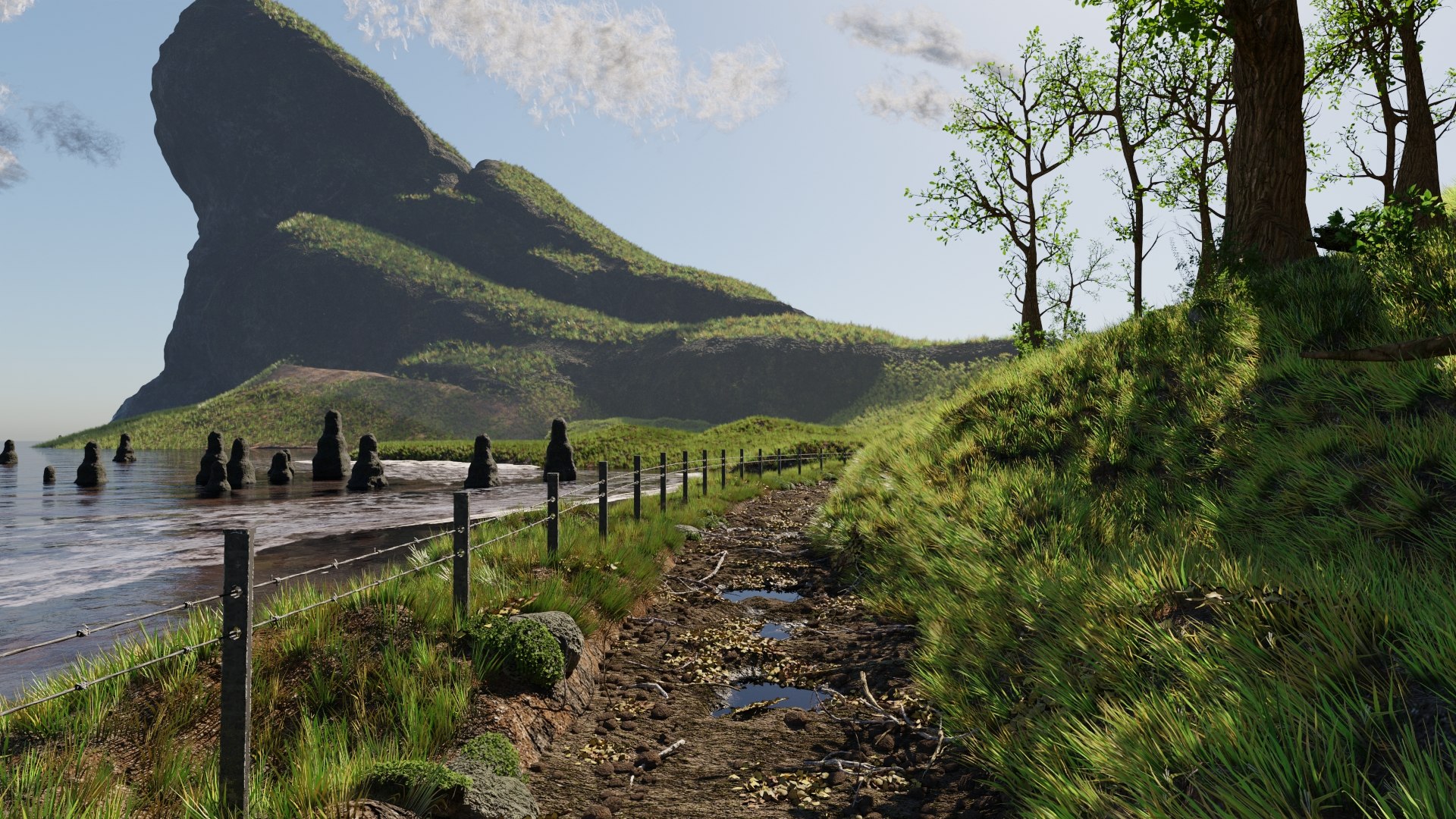 Path Near Ocean Scene 3D Model - TurboSquid 1827644