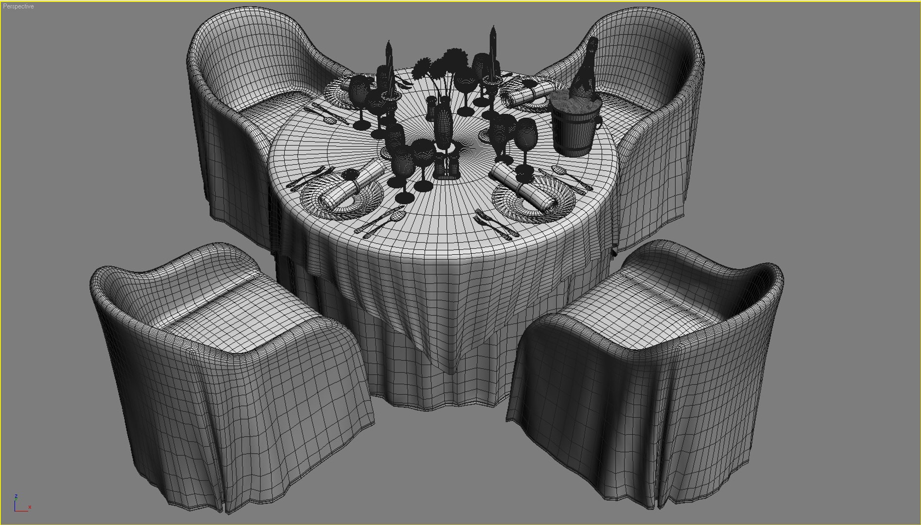 Tableware Table Cloth Restaurant 3d Model