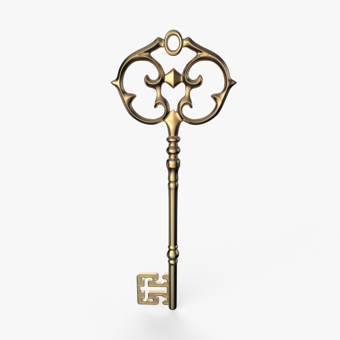 3d model old key antique