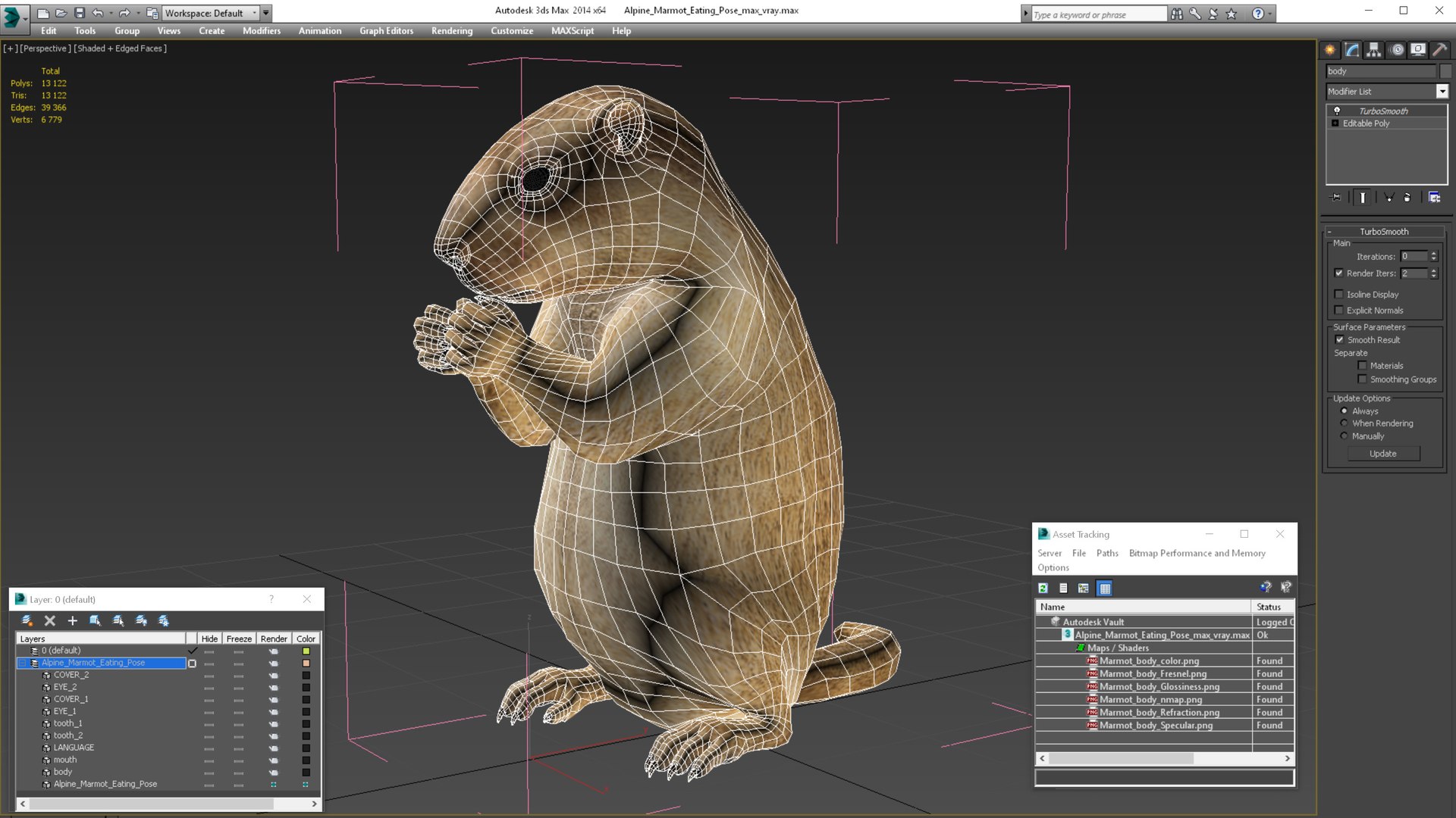 Alpine Marmot Eating Pose 3D model - TurboSquid 1964228
