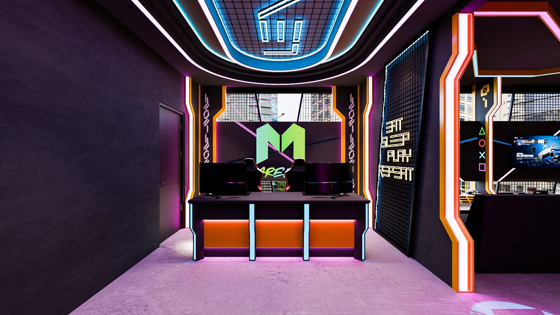 3D Model Gaming Cafe Blender-Fbx-OBJ - TurboSquid 2375713