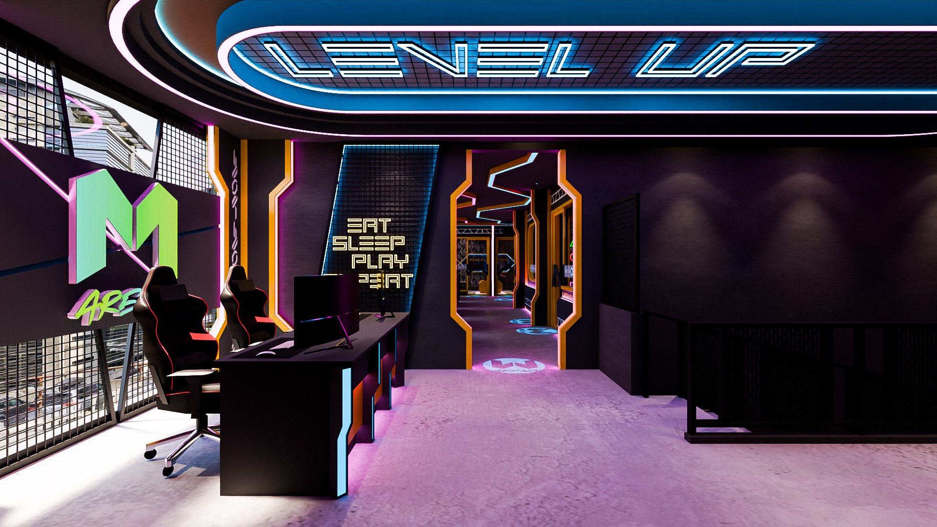 3D Model Gaming Cafe Blender-Fbx-OBJ - TurboSquid 2375713