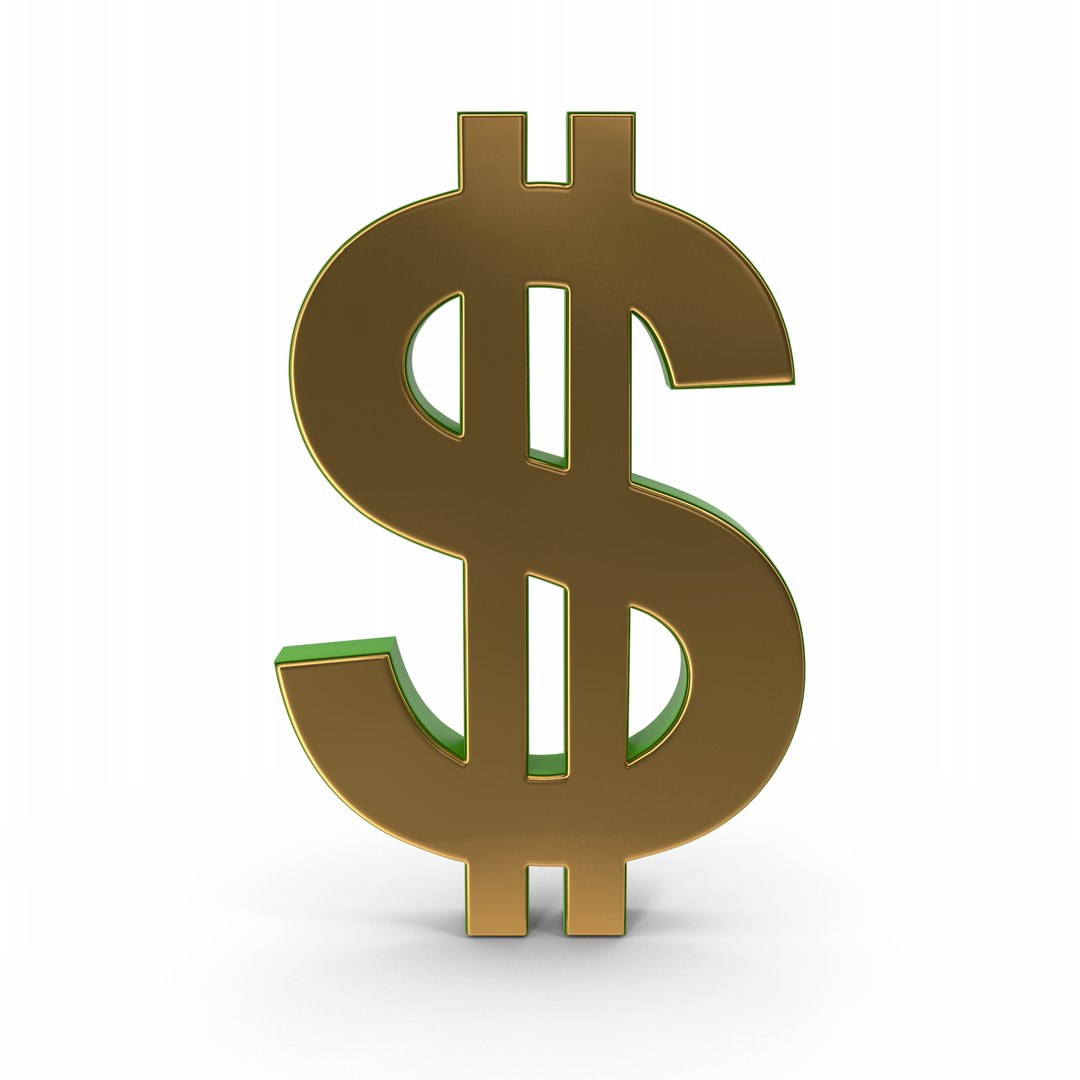 3D Model USD Symbol Green And Gold - TurboSquid 2316647