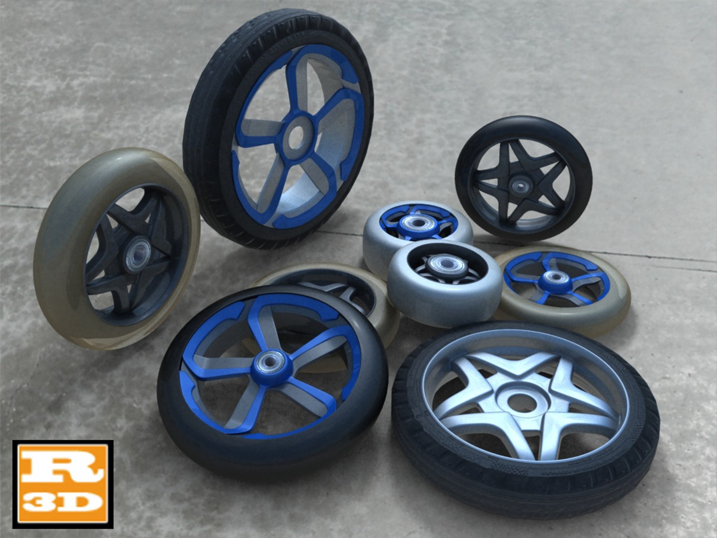 3d 8 Wheels Collections Model