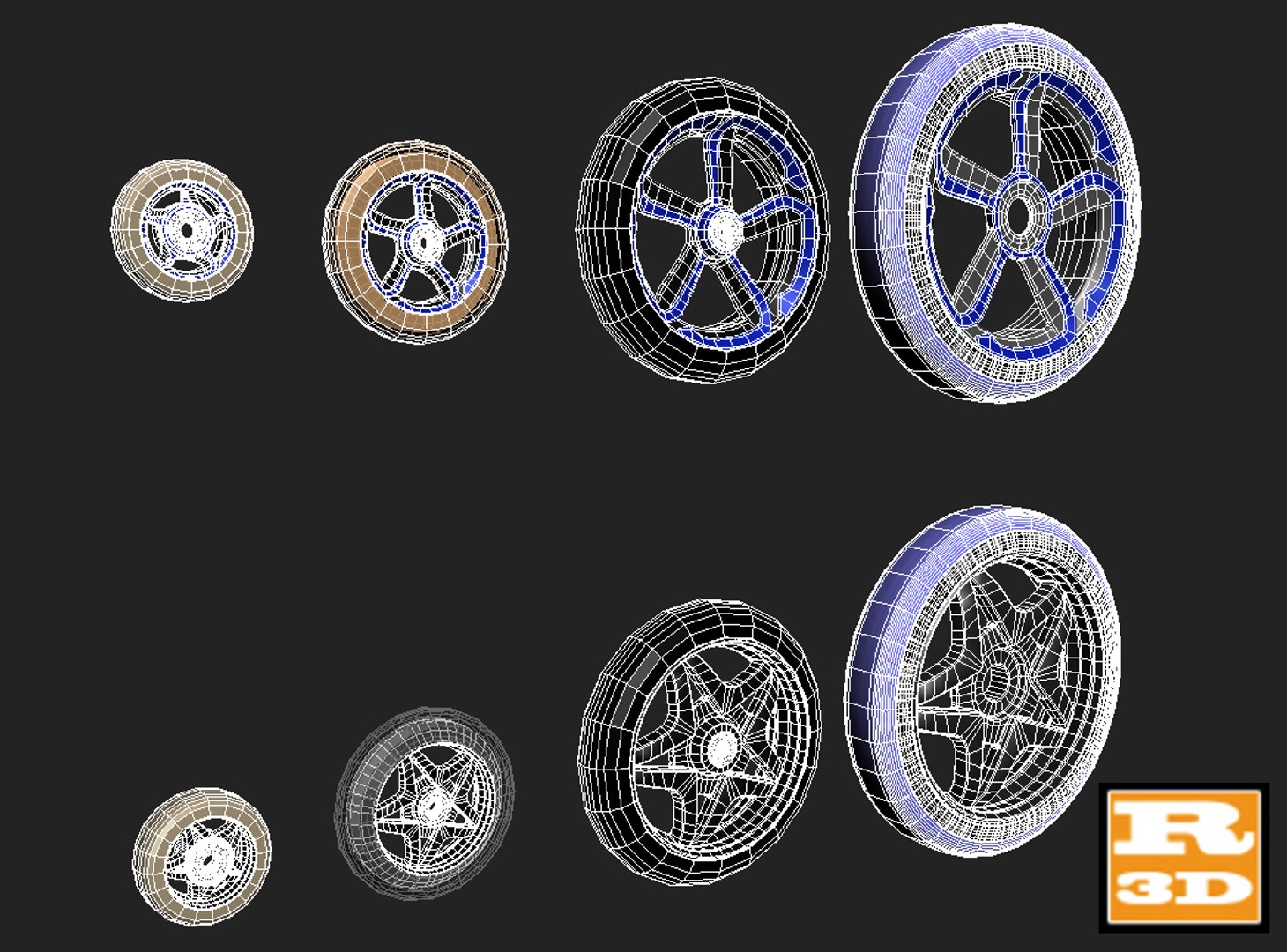 3d 8 Wheels Collections Model
