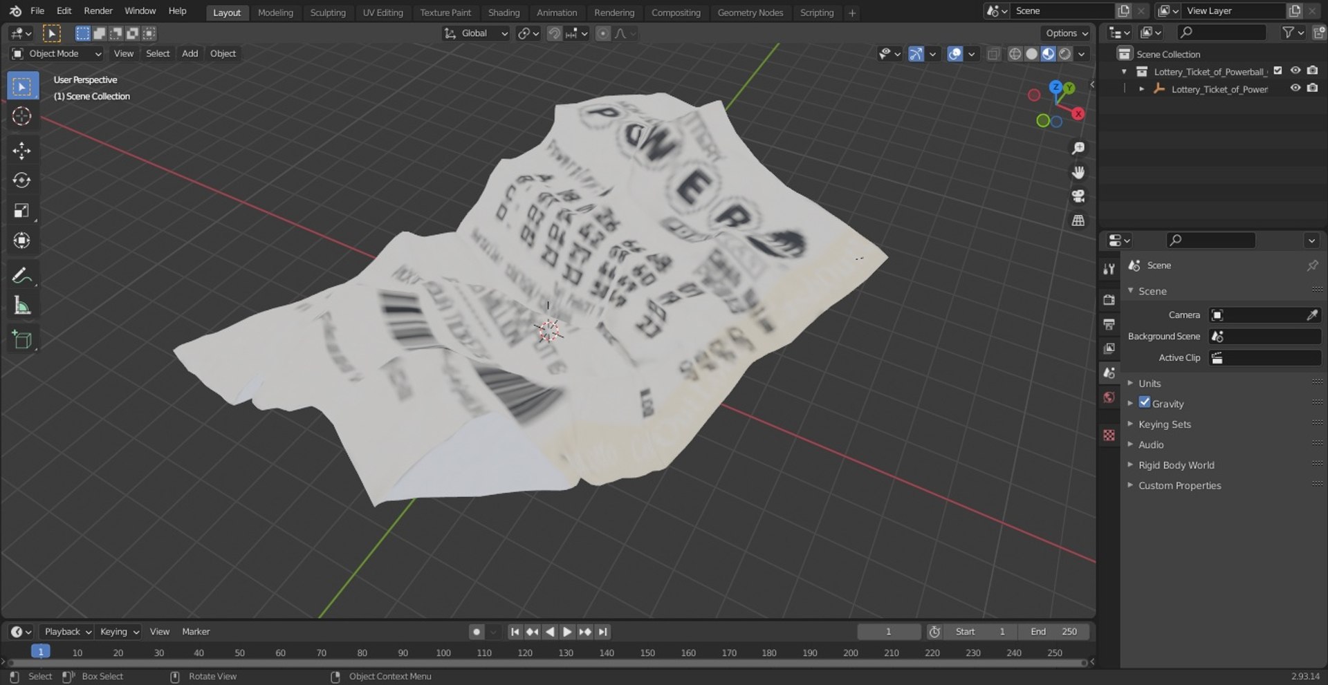 3D Lottery Ticket Of Powerball Crumpled - TurboSquid 2024238