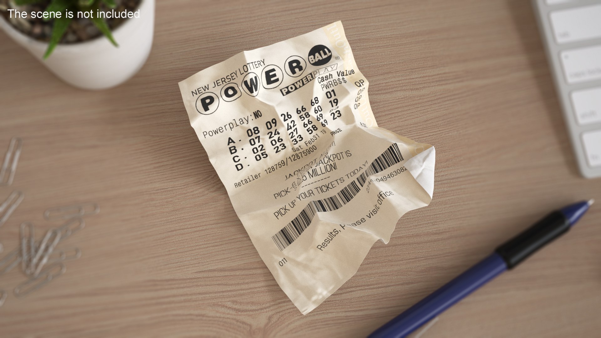 3D Lottery Ticket Of Powerball Crumpled - TurboSquid 2024238