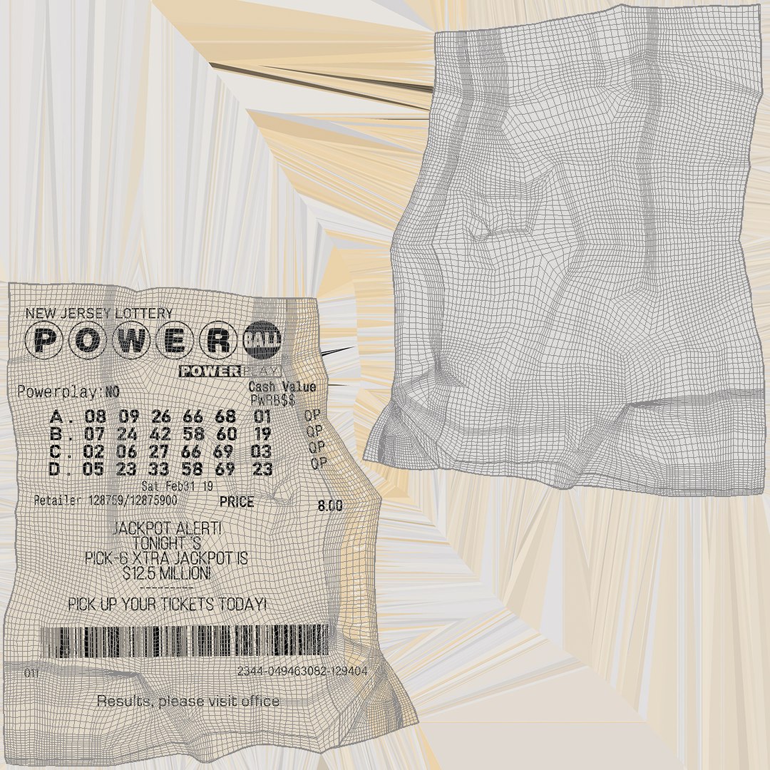 3D Lottery Ticket Of Powerball Crumpled - TurboSquid 2024238