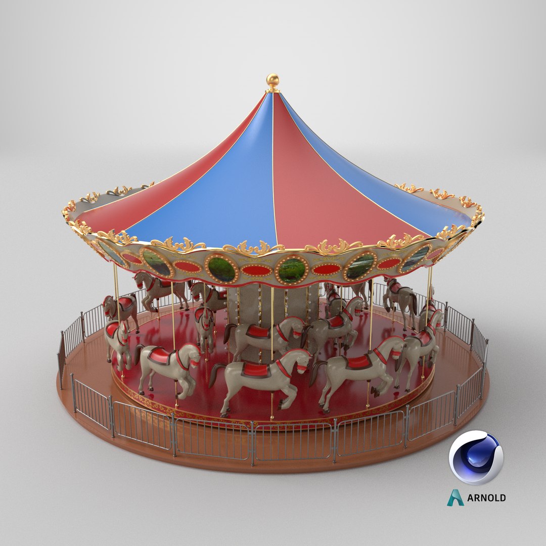 3D Model Detailed Horse Carousel - TurboSquid 2174063