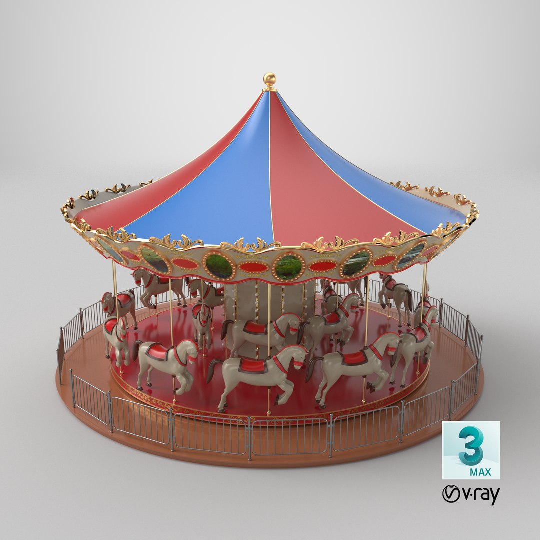 3D Model Detailed Horse Carousel - TurboSquid 2174063