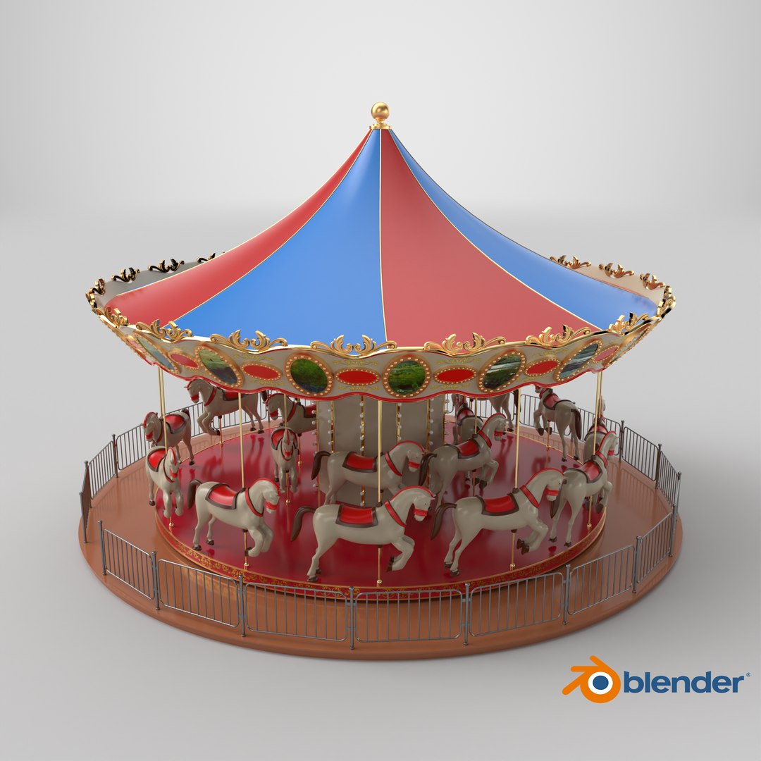 3D Model Detailed Horse Carousel - TurboSquid 2174063