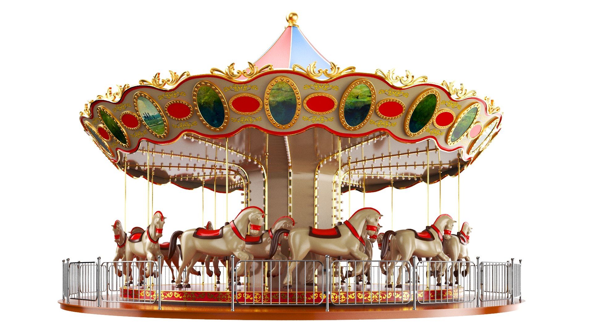 3D Model Detailed Horse Carousel - TurboSquid 2174063