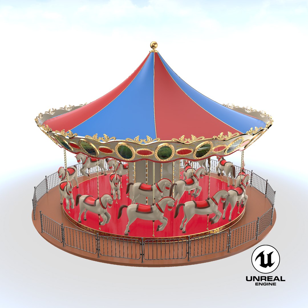 3D Model Detailed Horse Carousel - TurboSquid 2174063