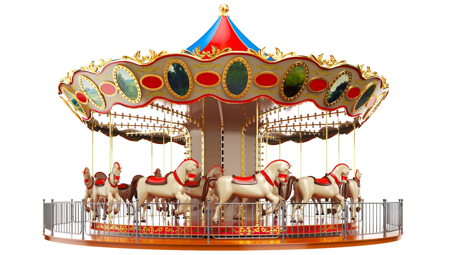 3D Model Detailed Horse Carousel - TurboSquid 2174063