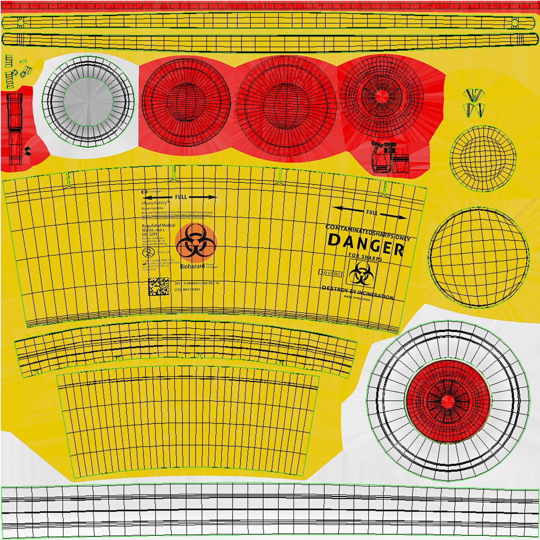 3D Medical Sharps Waste Bin - TurboSquid 1666736