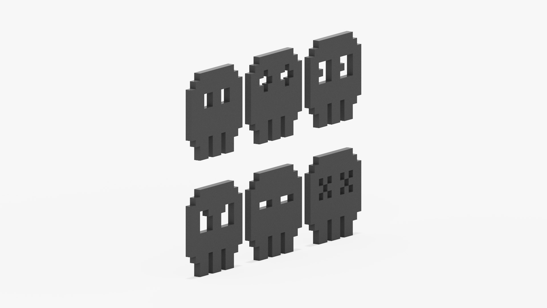 Pixelated 8 Bit Skull Icons Set 3D Model - TurboSquid 2220637
