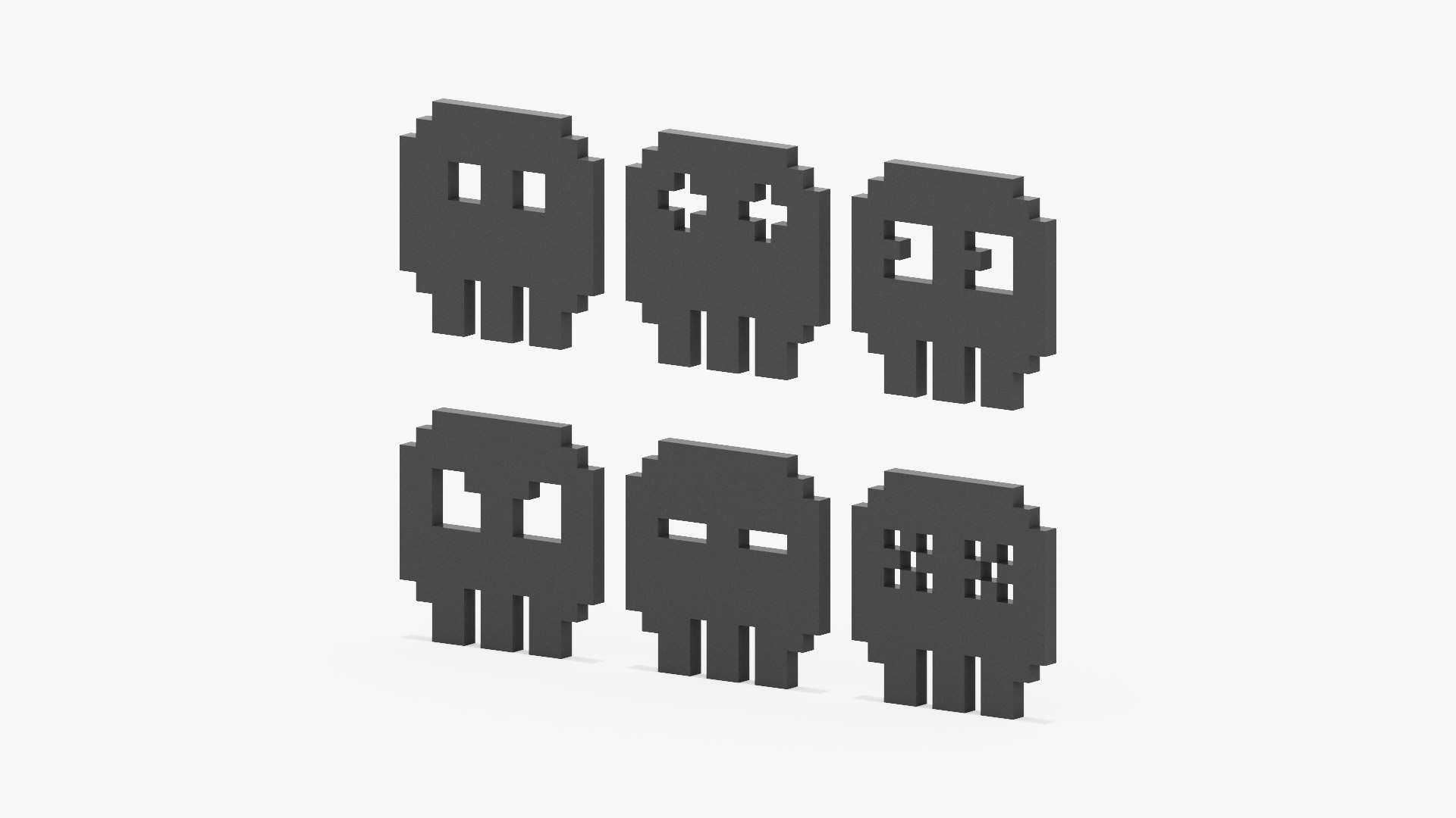 Pixelated 8 Bit Skull Icons Set 3D Model - TurboSquid 2220637