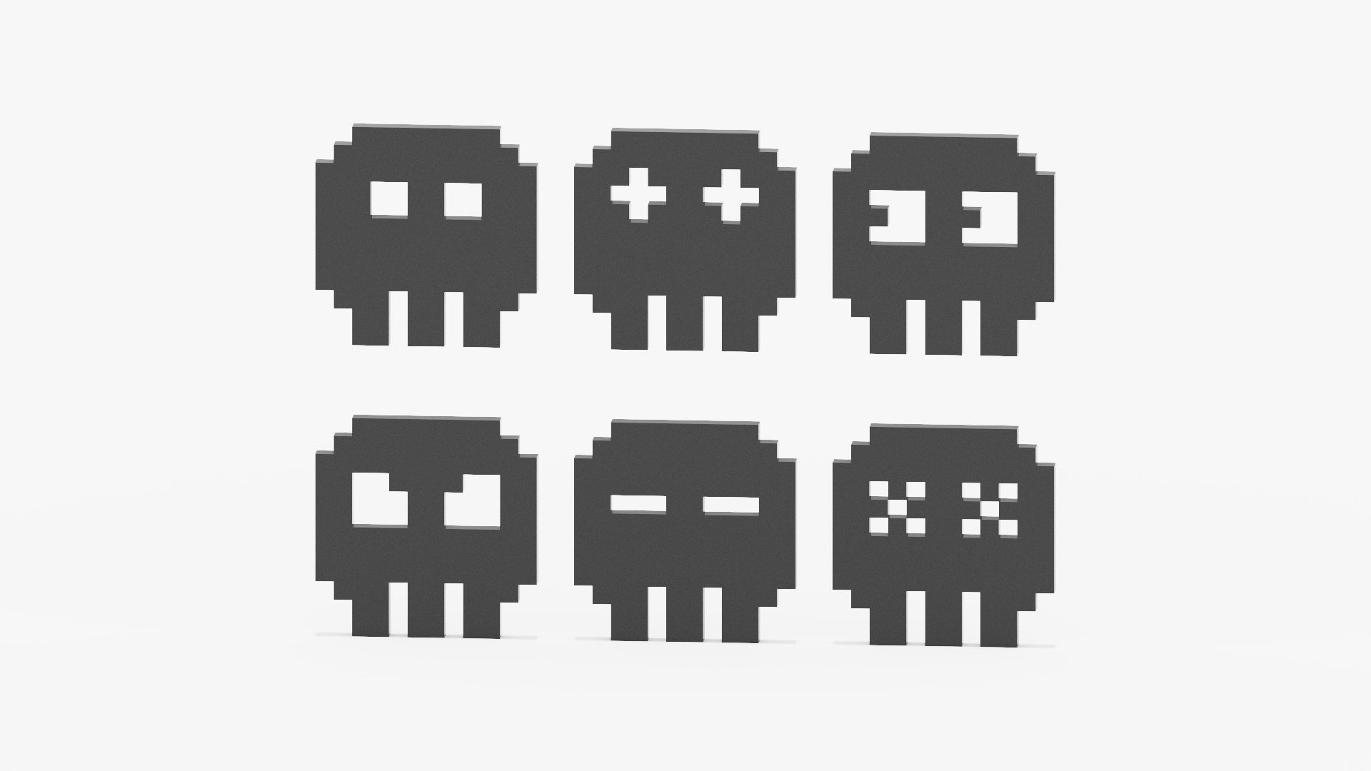 Pixelated 8 Bit Skull Icons Set 3D Model - TurboSquid 2220637
