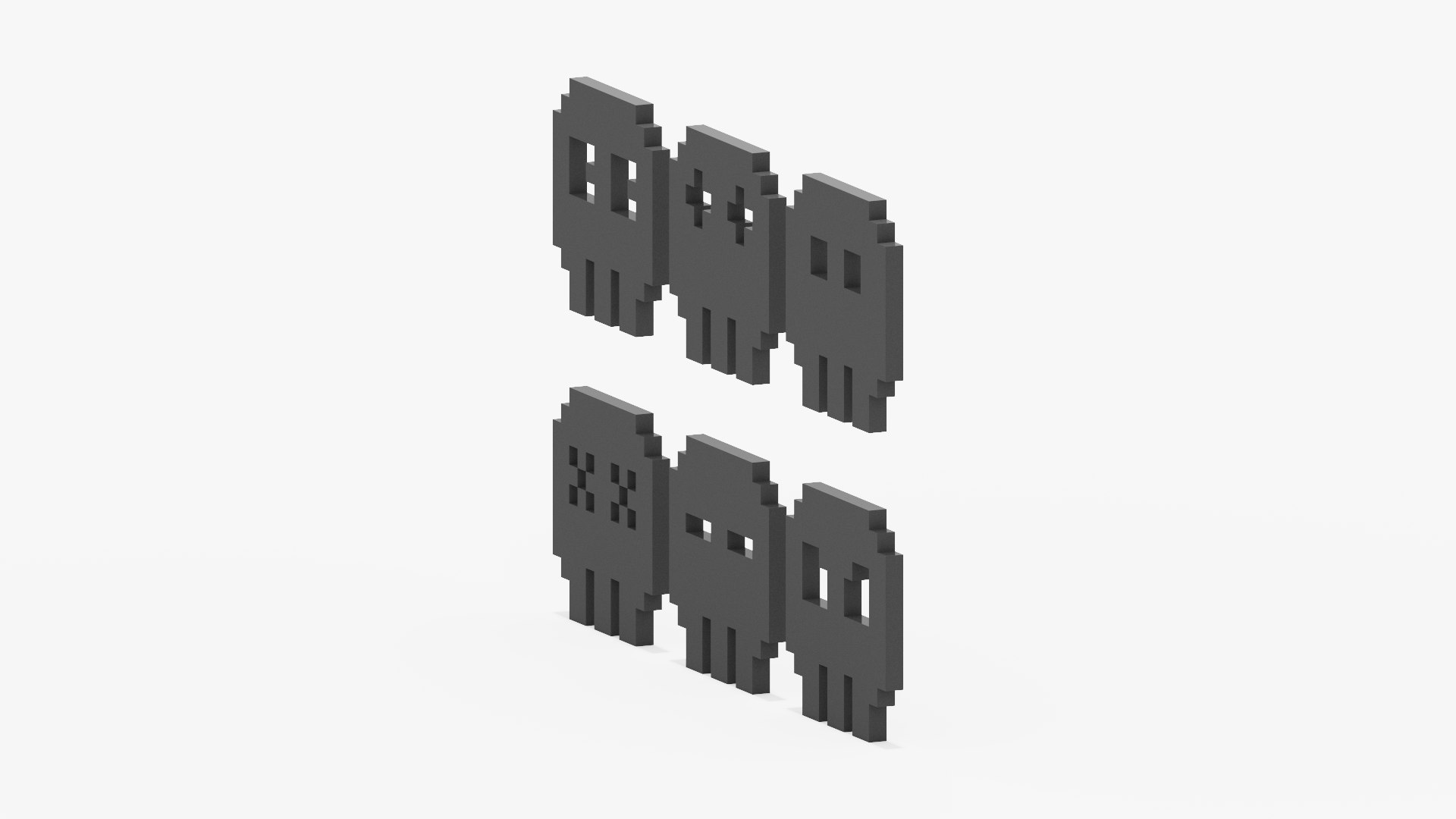 Pixelated 8 Bit Skull Icons Set 3D Model - TurboSquid 2220637