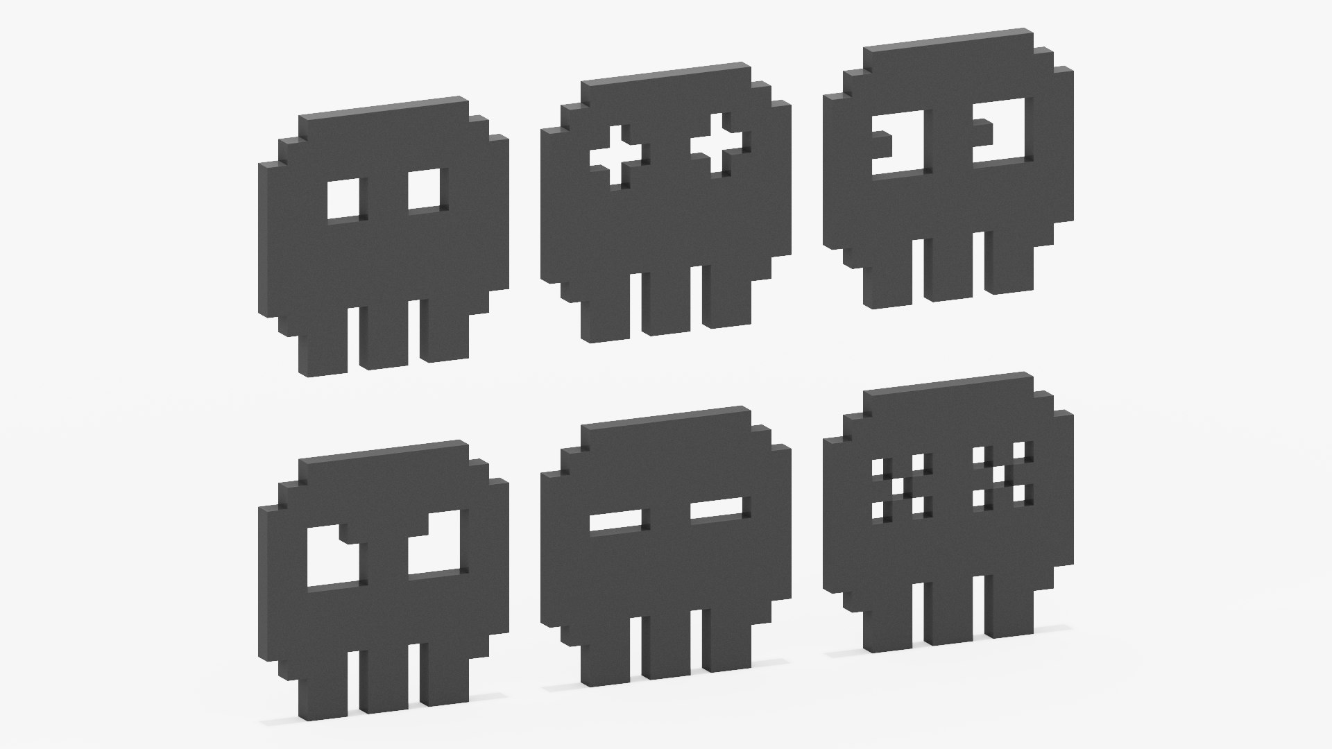 Pixelated 8 Bit Skull Icons Set 3D Model - TurboSquid 2220637